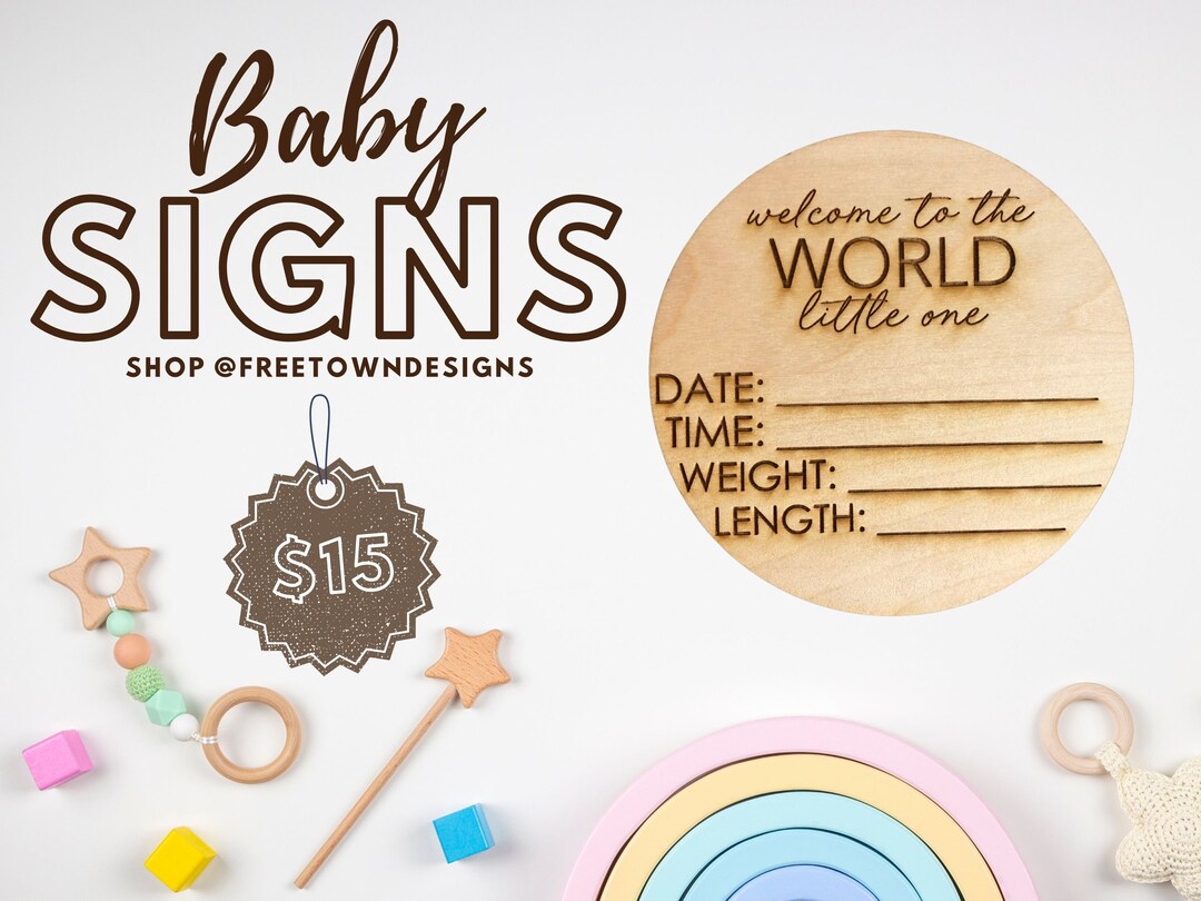 Laser Engraved Baltic Birch Baby Birth Stats Sign - Etsy