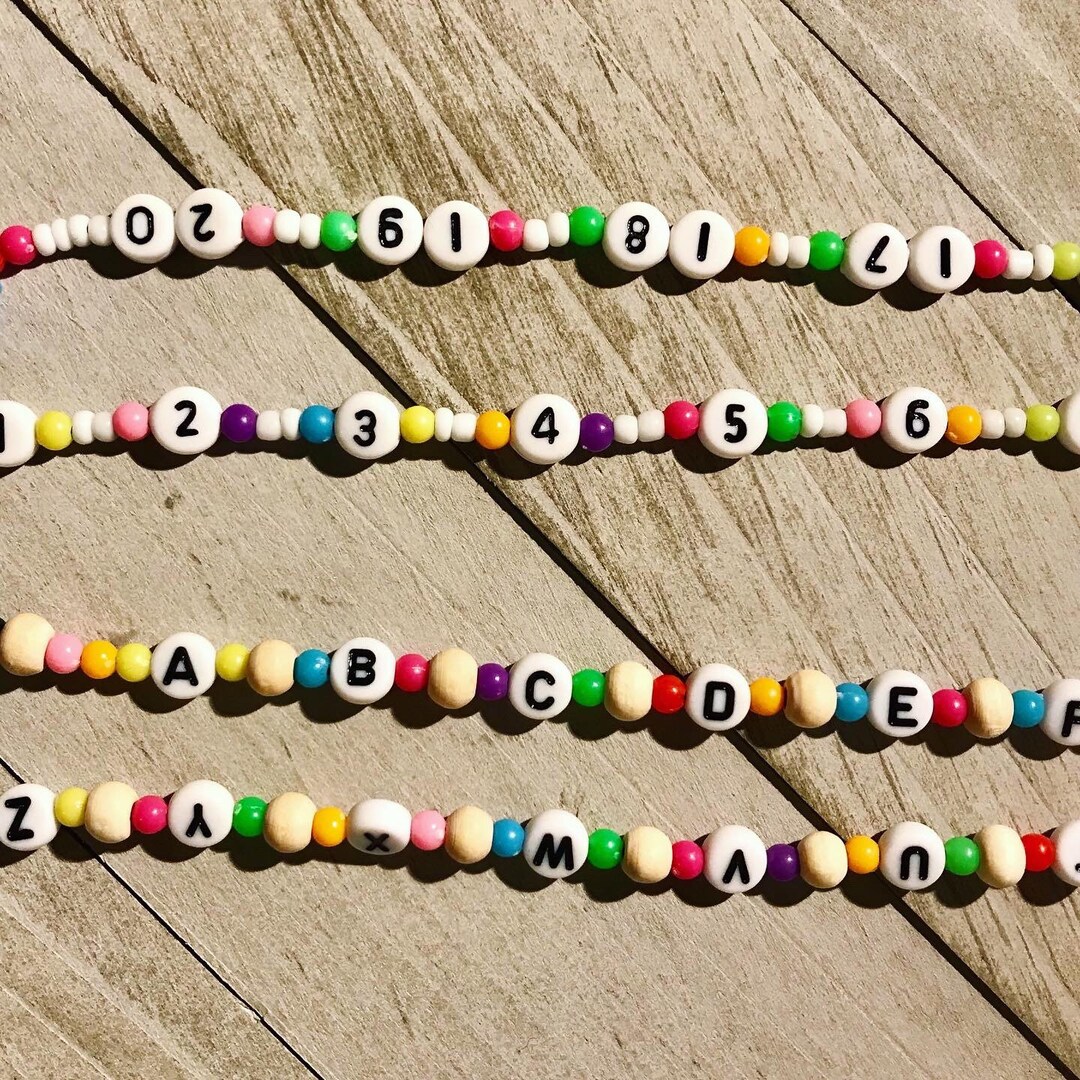 Alphabet&number Necklace Set Two Necklaces Included. Letter Beads and 1 ...