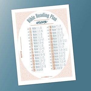 Mark Reading Plan, Bible Reading Plan for Kids, Printable Bible Reading ...