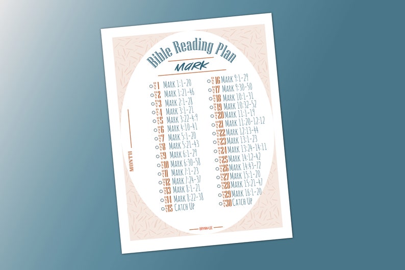 Mark Reading Plan, Bible Reading Plan for Kids, Printable Bible Reading ...