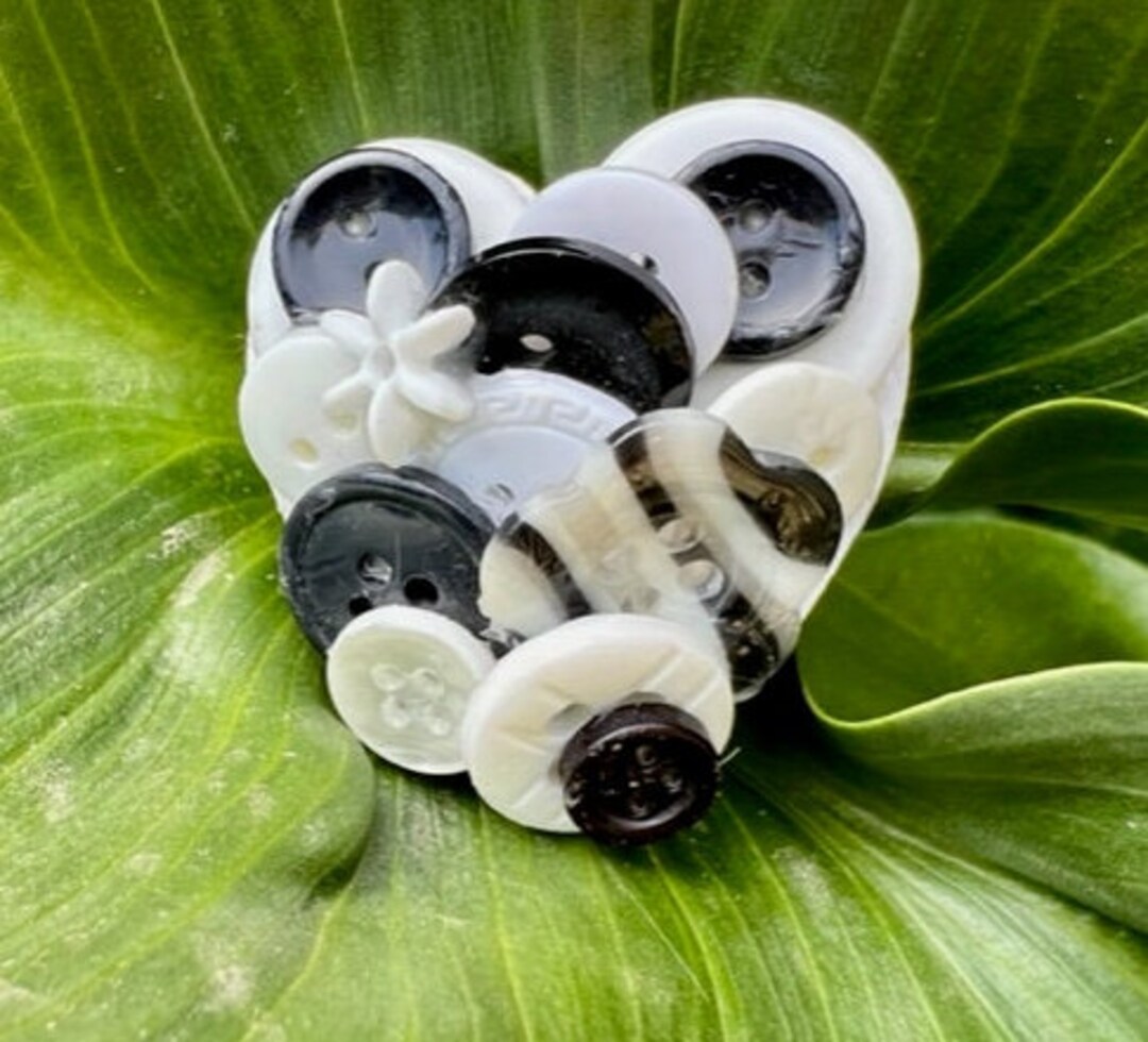Black and White Button Broach - Etsy