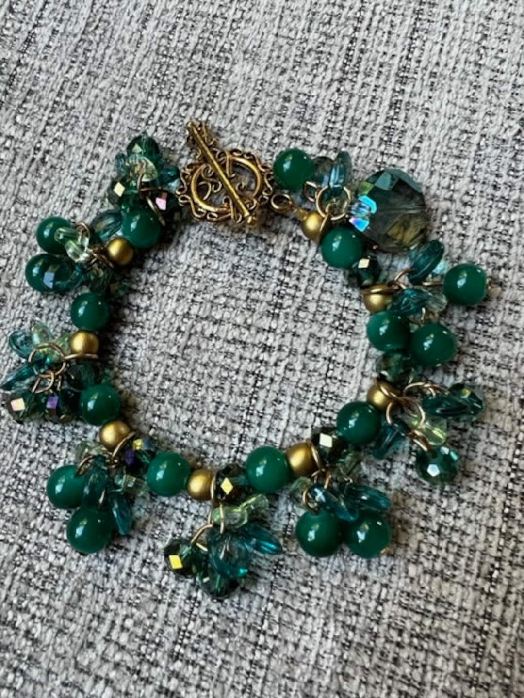 Vintage Beads Reworked as a Bracelet Using Gold and Teal Beaded ...
