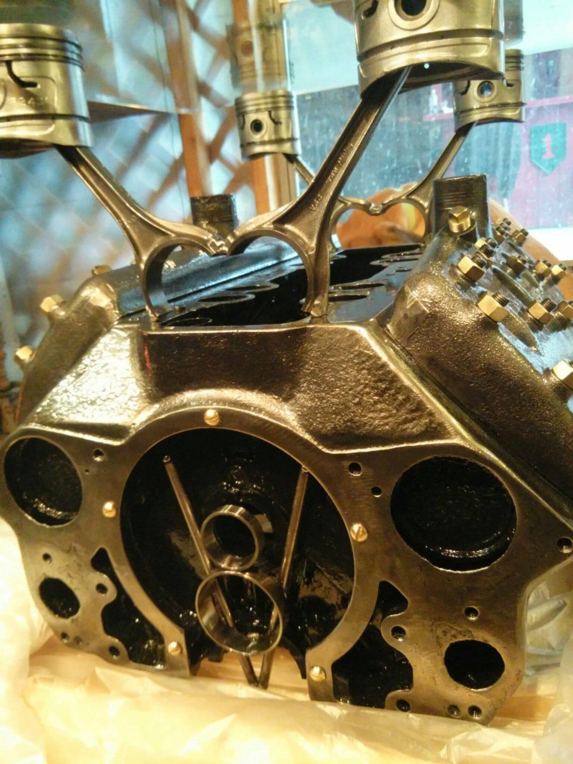 Ford Flathead V8 Engine Table With Brass Accents Car Part - Etsy