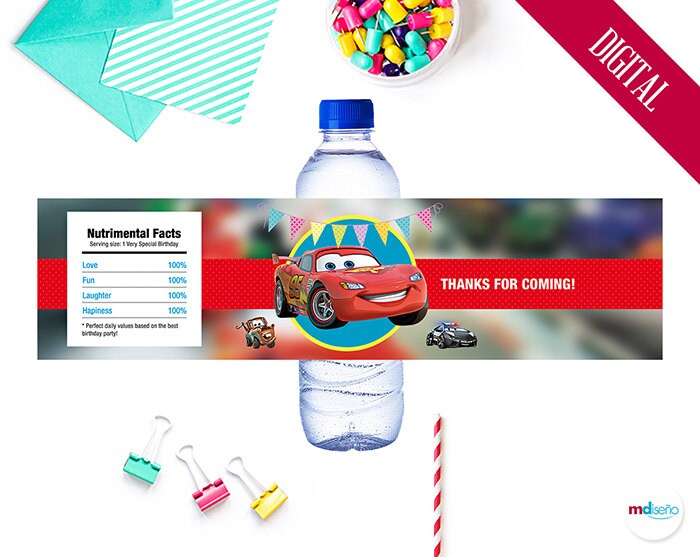 Étiquette bouteille eau voitures autocollants imprimables de | Etsy