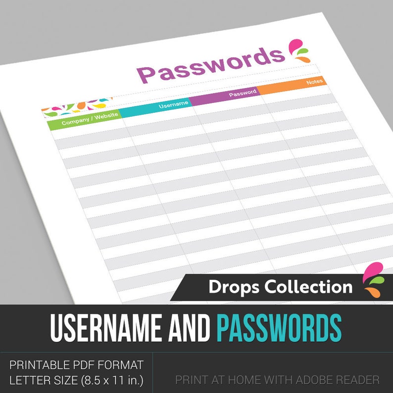 Username and Passwords List - Instant Download! PDF Format Ready to ...