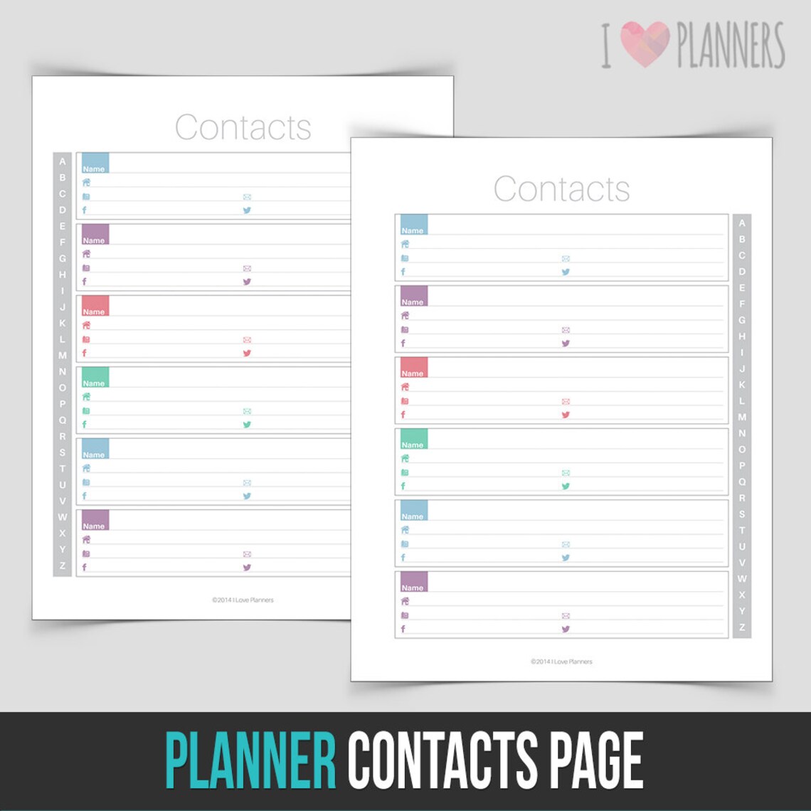 Modern Planner Contact Page Instant Download PDF Format Ready to Print ...