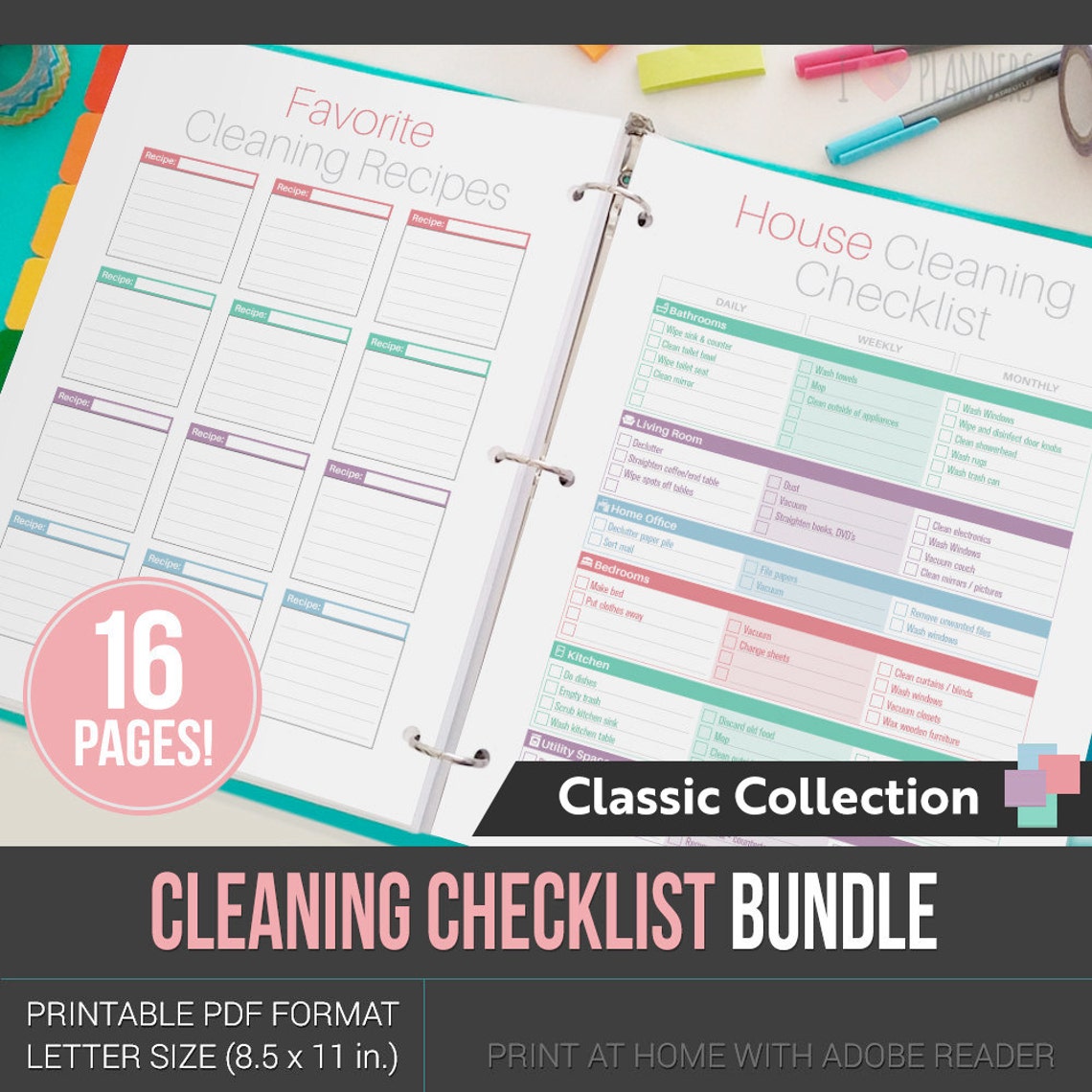 Modern Cleaning Checklist Bundle - Instant Download! 16 Pages in PDF ...
