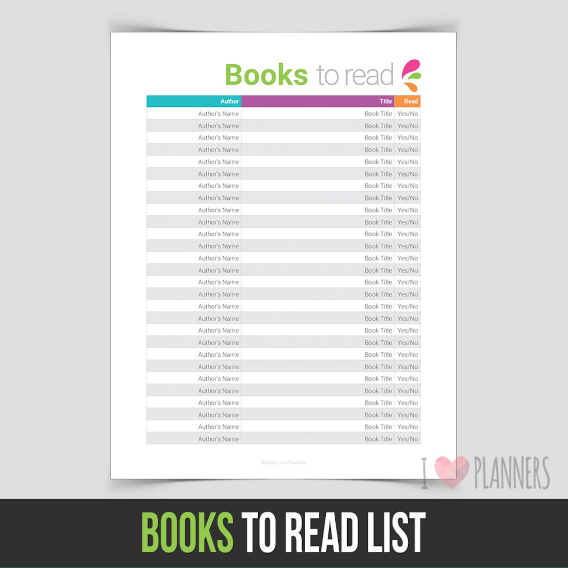 Books to Read List / Wishlist Instant Download Editable PDF File, Ready ...