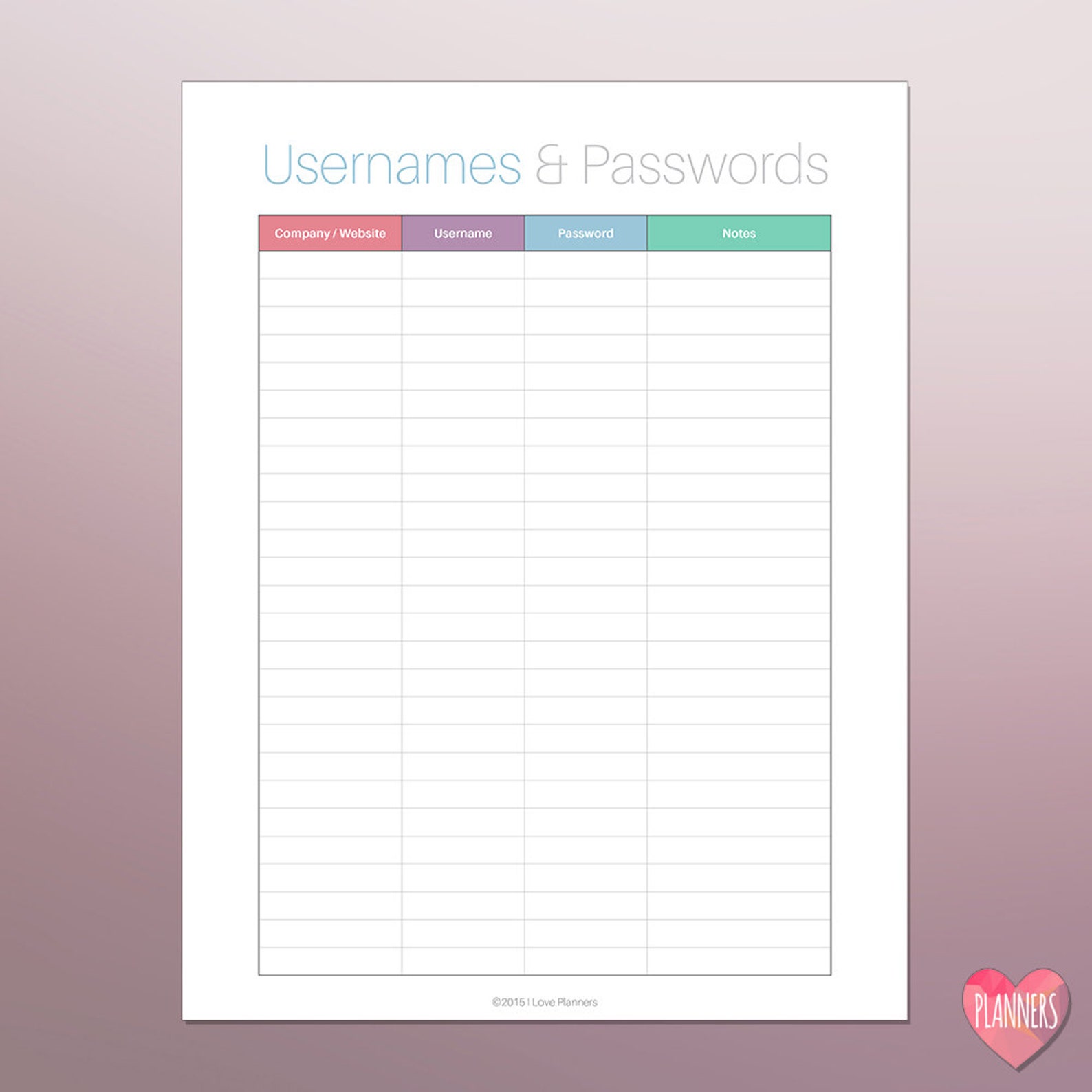 Username and Passwords List - Instant Download! PDF Format Ready to ...