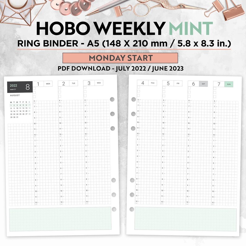 2022-2023 Japanese Style Weekly Planner Inserts A5 Size - Etsy Australia