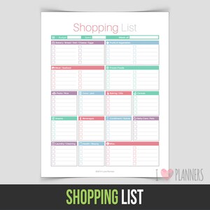 Shopping List With Categories - Instant Download! PDF Format Ready to ...