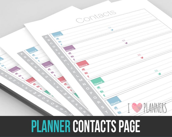 Modern Planner Contact Page Instant Download PDF Format - Etsy