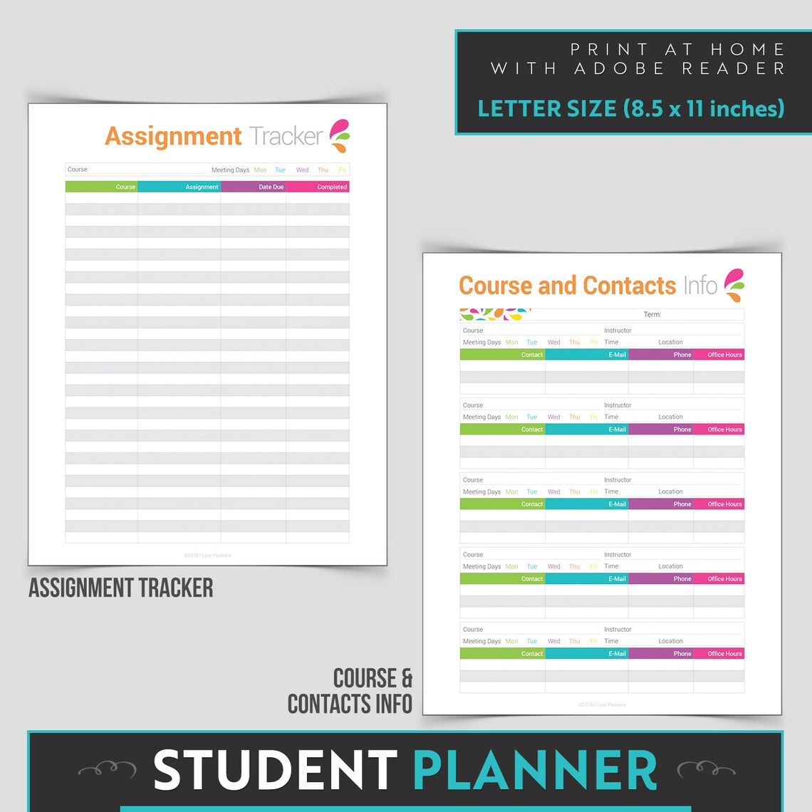 College Student Planner Instant Download 14 Pages in PDF Format Ready ...
