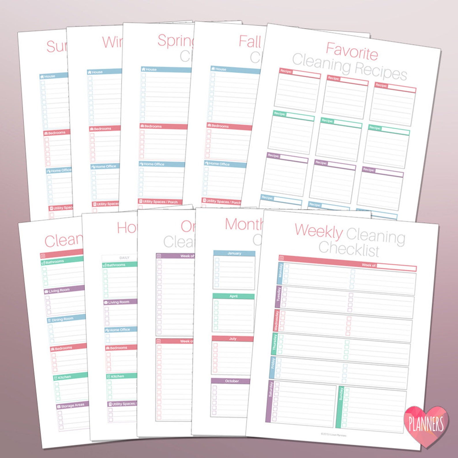 Modern Cleaning Checklist Bundle - Instant Download! 16 Pages in PDF ...