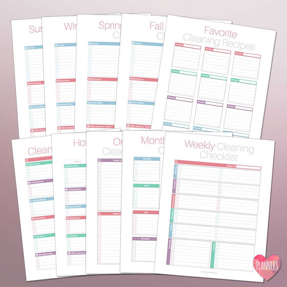 Modern Cleaning Checklist Bundle - Instant Download! 16 Pages in PDF ...