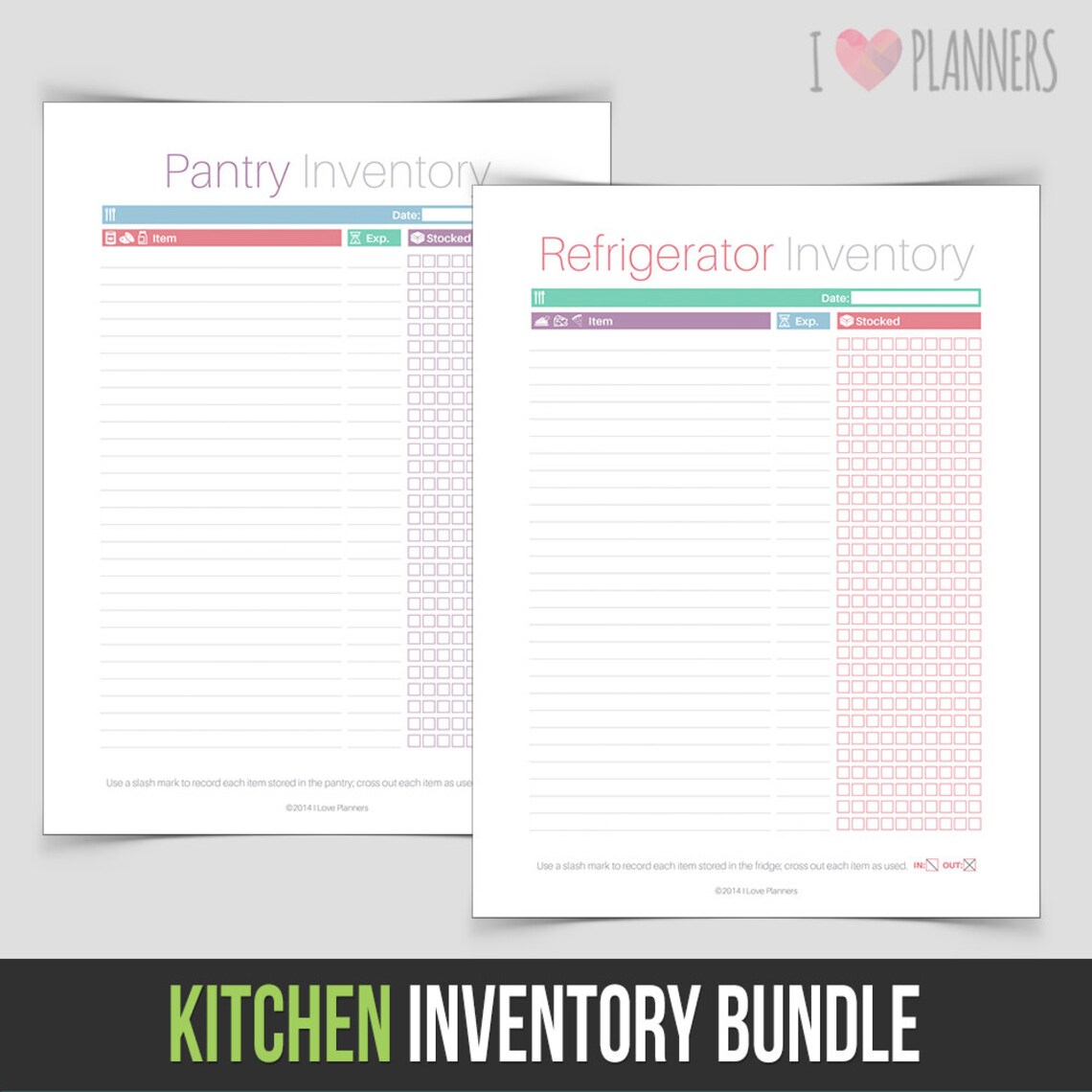 Pantry, Kitchen, Freezer and Refrigerator Inventory Sheets Bundle ...