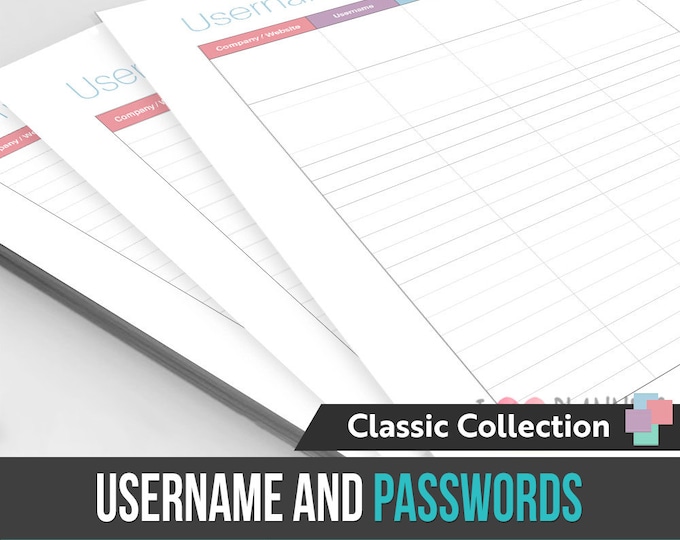 Username and Passwords List Instant Download PDF Format | Etsy