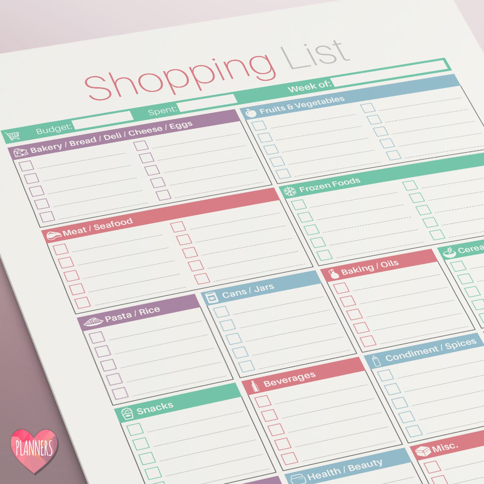 Meal & Shopping Planner Kit Instant Download 10 Pages in PDF Format ...