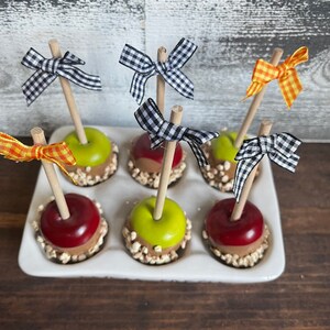 Faux Mini Caramel Apples, Red and Green Apples, Fall Tiered Tray Decor ...