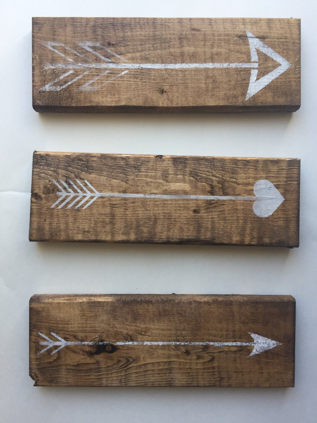 Set of 3 Arrow Signs Rustic Stain and White - Etsy