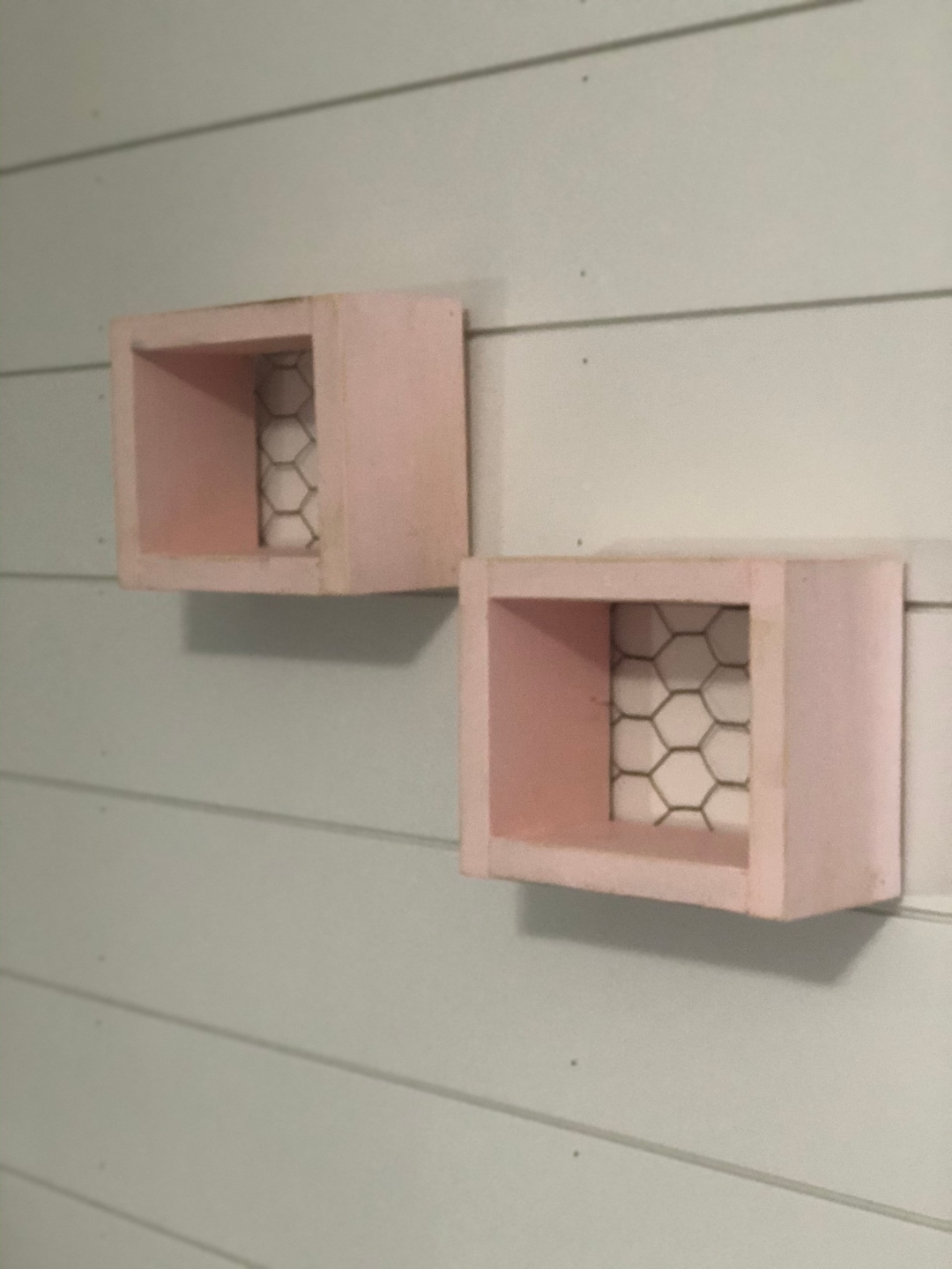 Set of 2 Rustic Pink Chicken Wire Shelves, Rustic Glam Nursery Decor - Etsy
