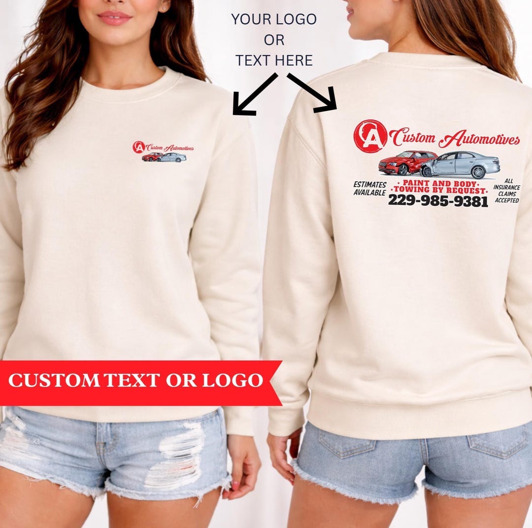 Custom Sweatshirt, Custom Design Crew Neck Sweatshirt, Personalized Tee ...