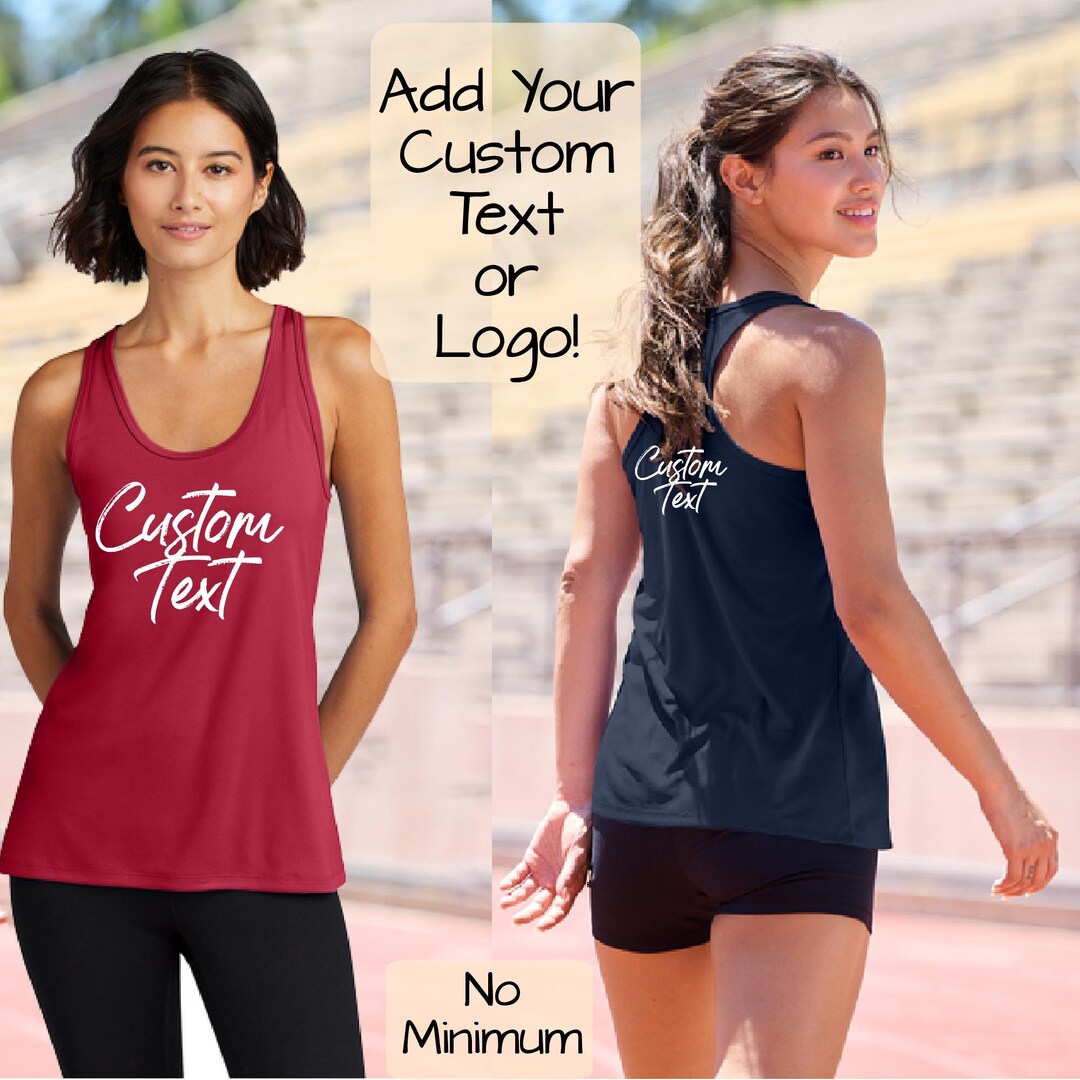 Personalized Performance Racer Back Text Tank, Custom Tank Top ...