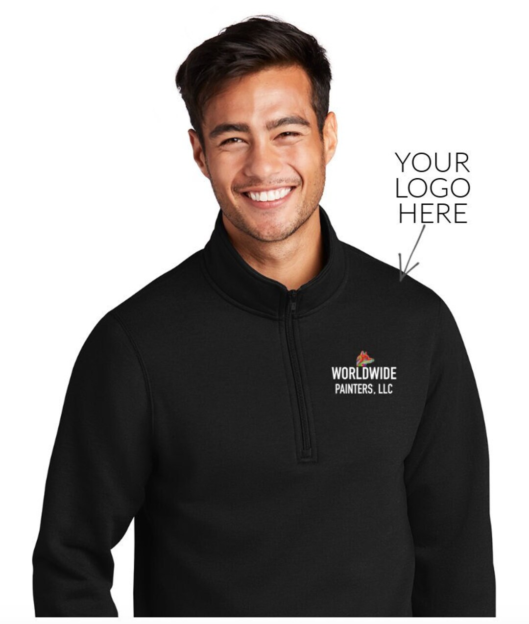 Custom Business Logo 1/4 Zip up Pullover, Custom Fleece Pullover ...