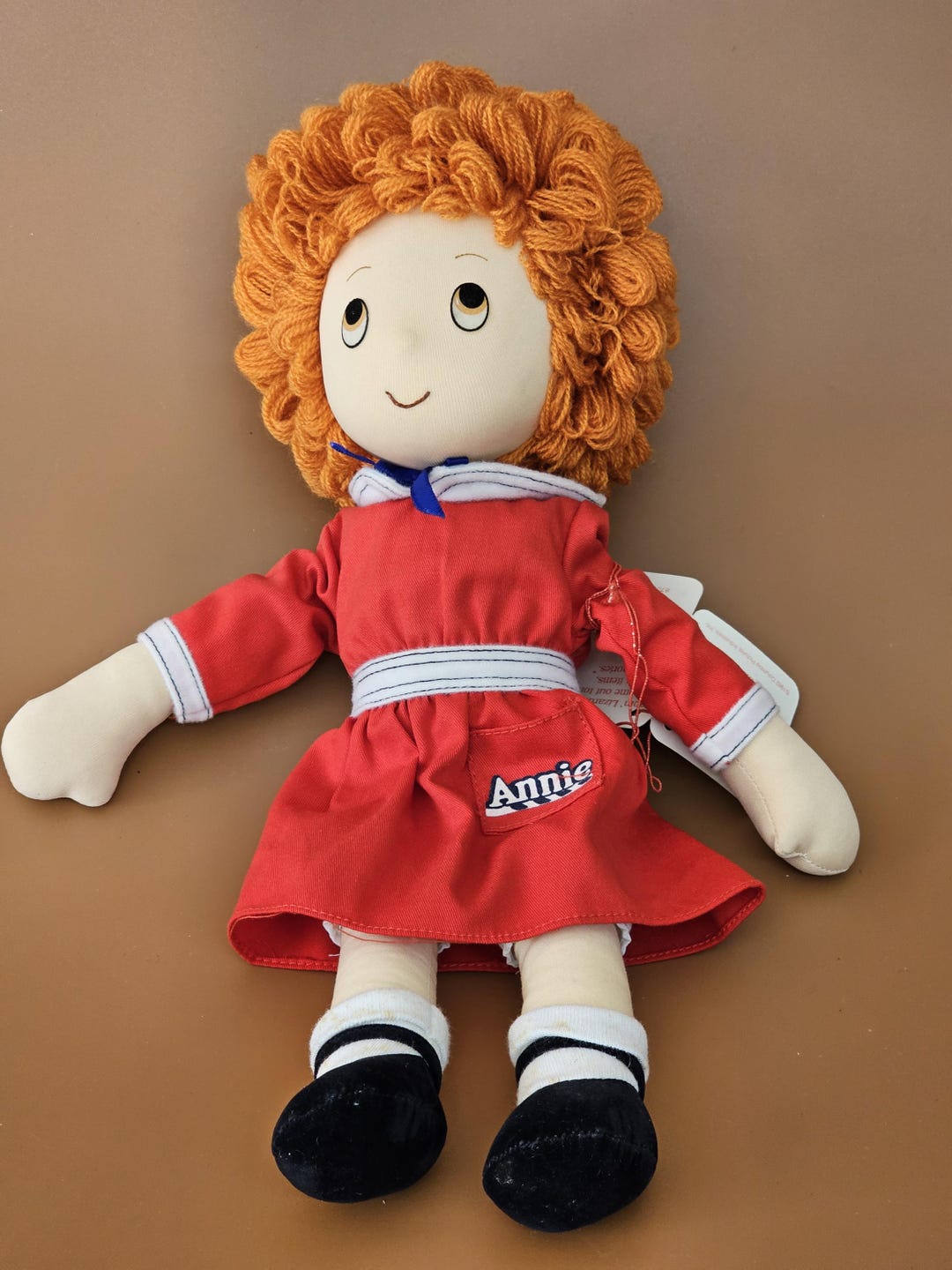 Vintage 1982 8707 Applause 14.5" Annie Rag Doll Orphan Plush Stuffy Yarn Hair Painted Face Soft ...