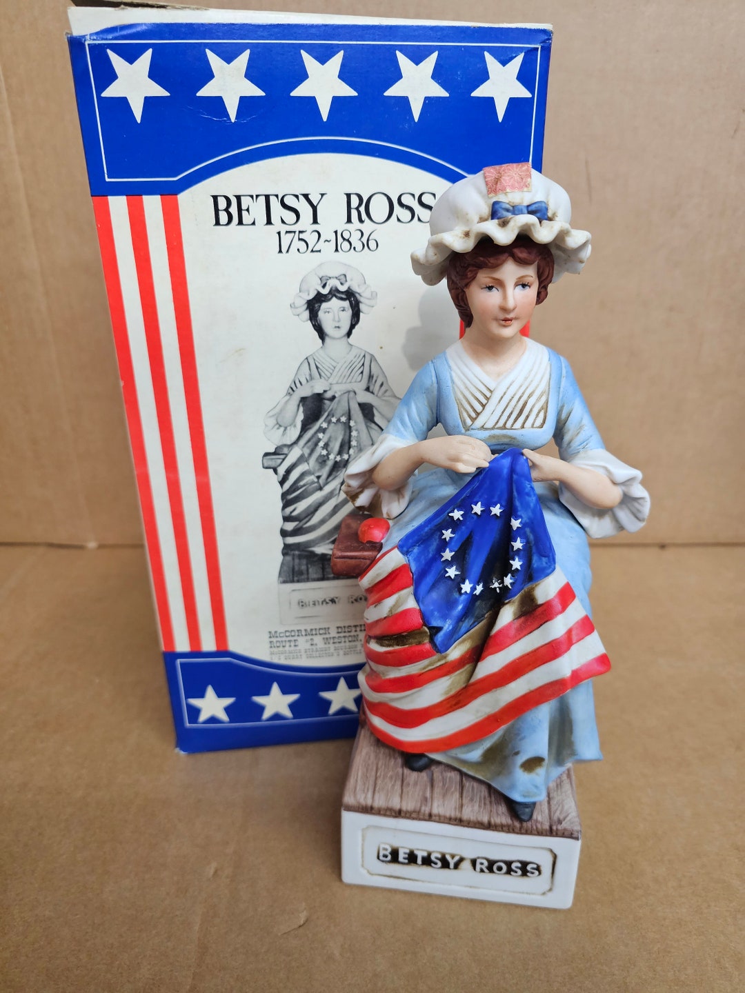 1970's "betsy Ross With American Flag" Mccormick Whiskey Bourbon Large ...
