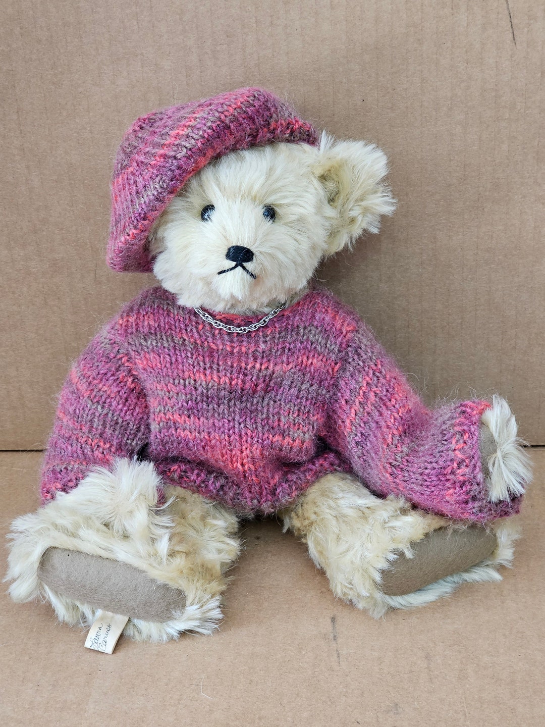 Vintage Laura Caruso Artist Bear "serenity" 1990 Jointed Pellet Filled ...