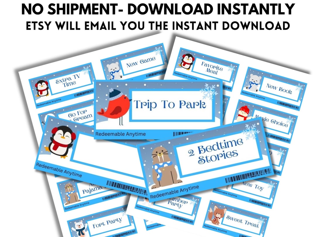 Winter Fun Kids Reward Coupons, Great Gift for the Holiday Season to ...