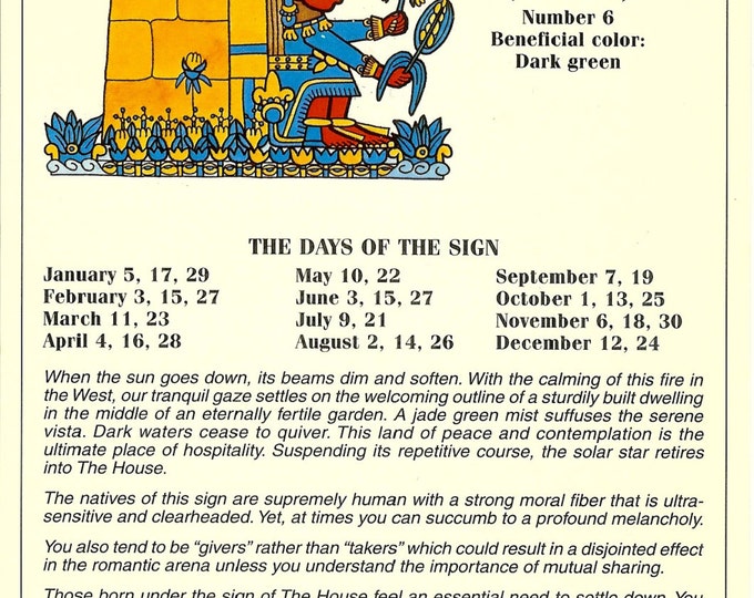 Vintage Aztec Astrology Postcards: the House; From Zodiac Unlimited - Etsy