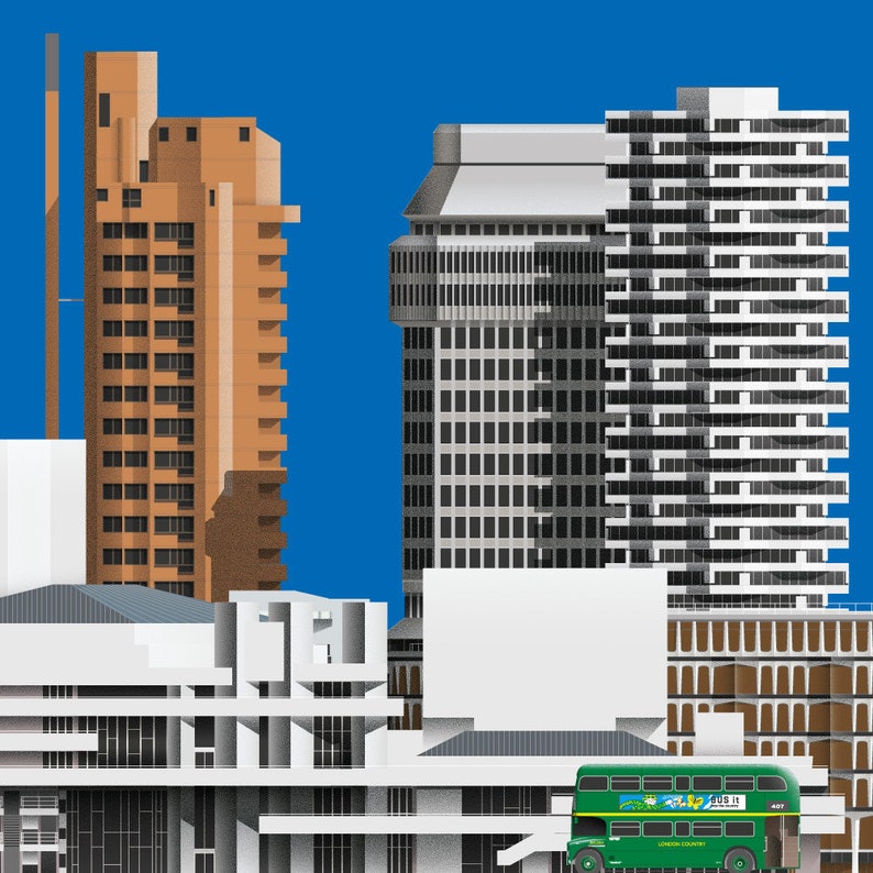 London Brutalist Cityscape 1970s Barbican Croydon - Etsy