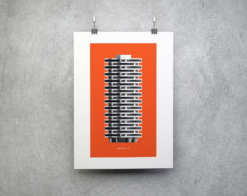 Brutalism One Croydon NLA Tower Illustrated London Poster | Etsy UK