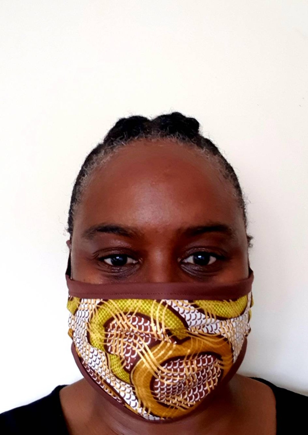 Brown and Gold Circles African Print Face Mask With Filter - Etsy New ...