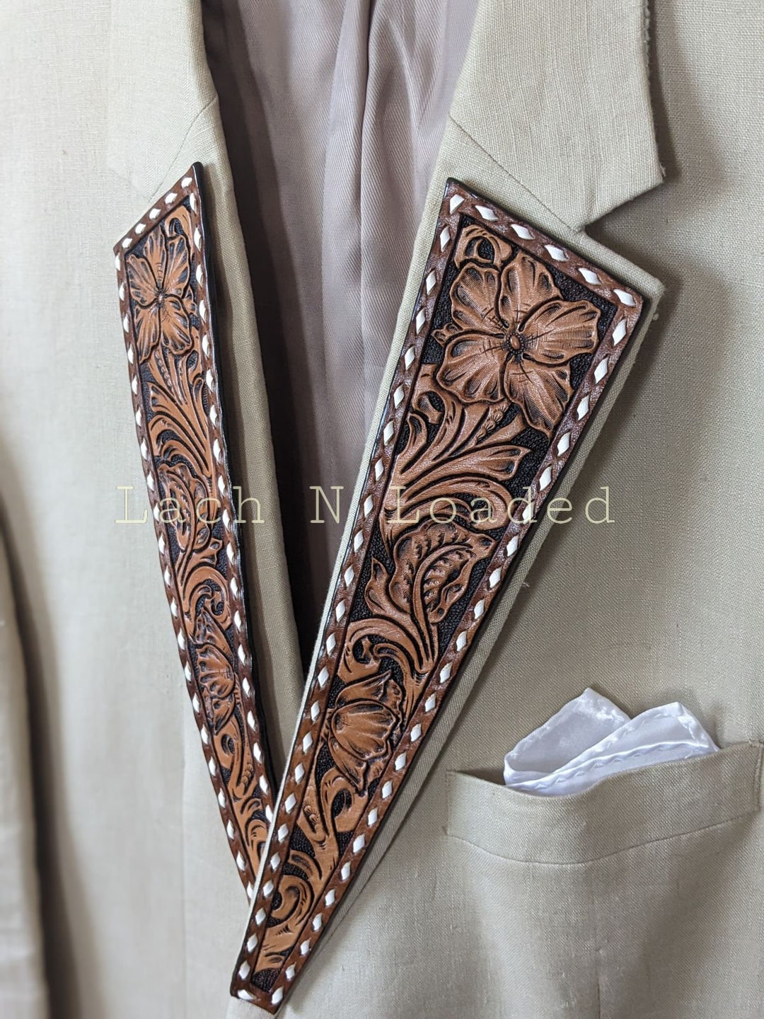 Custom Tooled Leather Removable Jacket Lapels and Removable Jacket ...