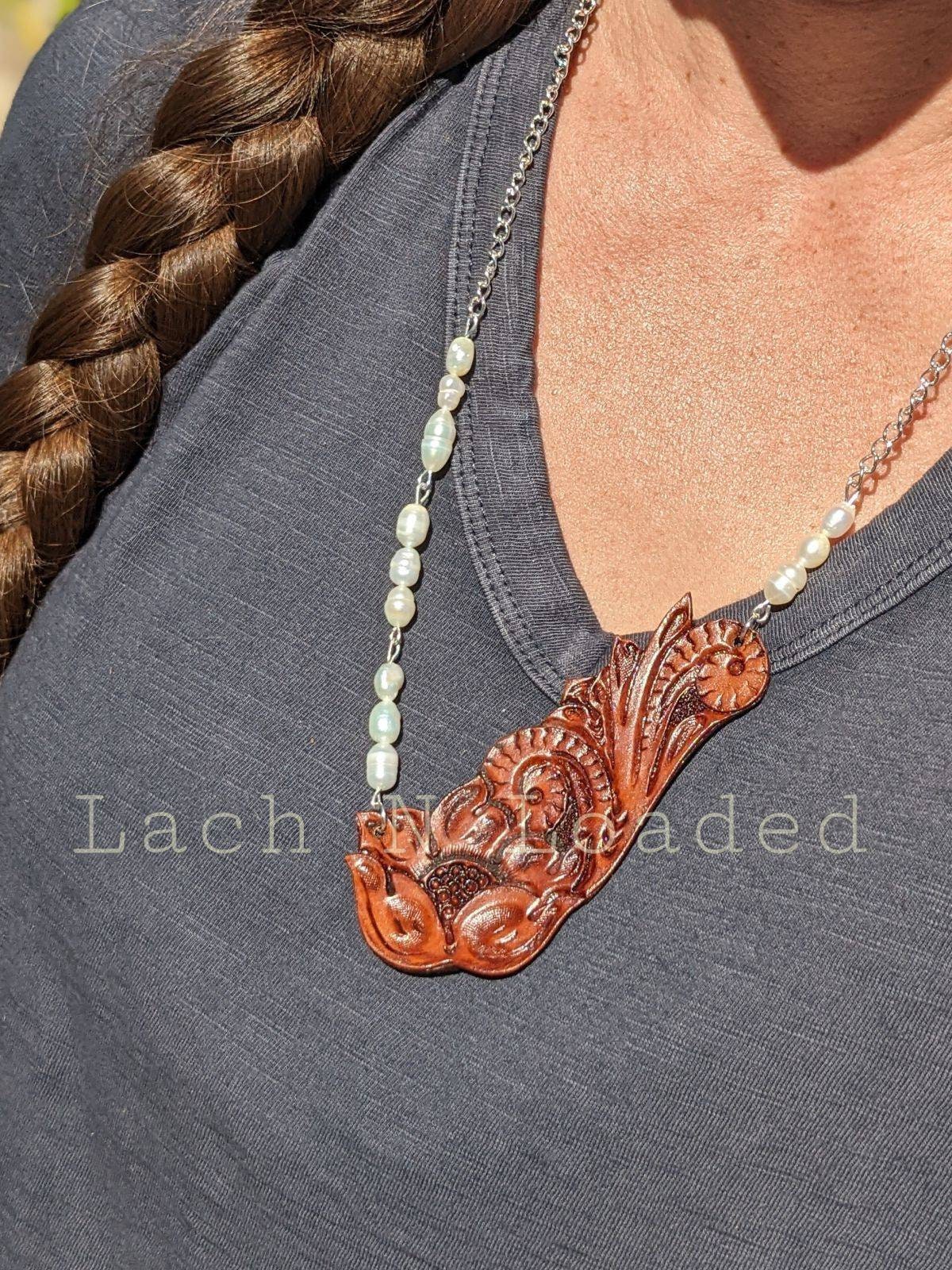 Tooled Leather and Chain Necklaces - Etsy