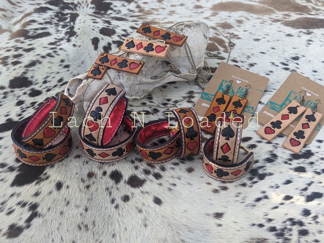 Aces Wild Tooled Leather Jewelry Collection - Etsy