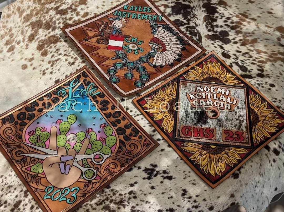 Custom Tooled Leather Graduation Cap Topper - Etsy