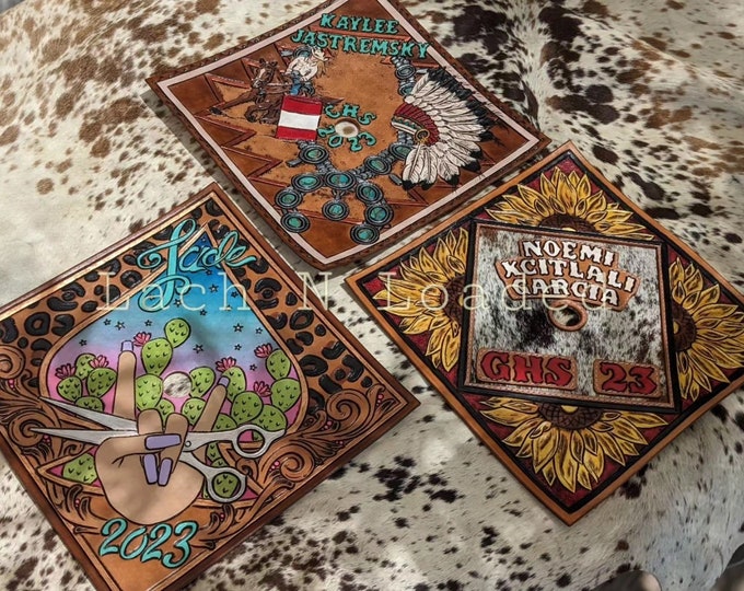 Custom Tooled Leather Graduation Cap Topper - Etsy