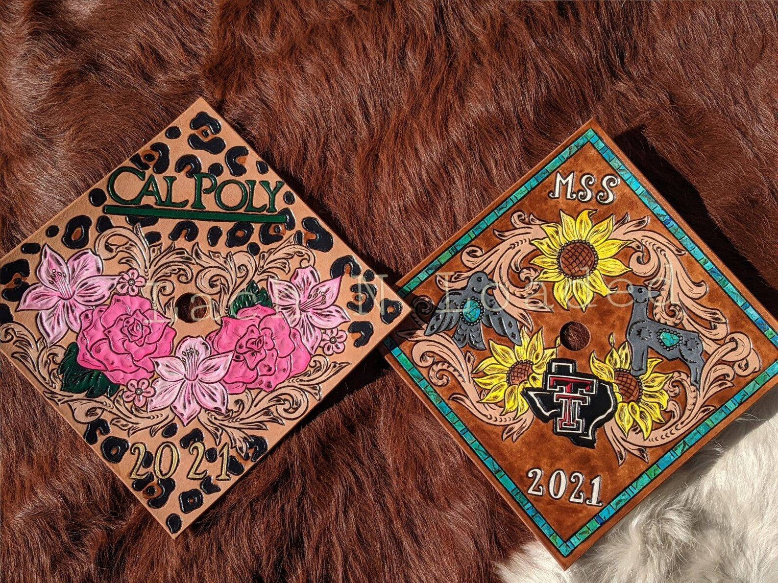 Custom Tooled Leather Graduation Cap Topper - Etsy