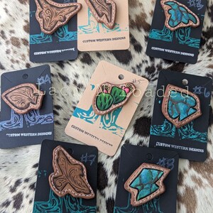 Tooled Leather Hat Tie Pins - Etsy