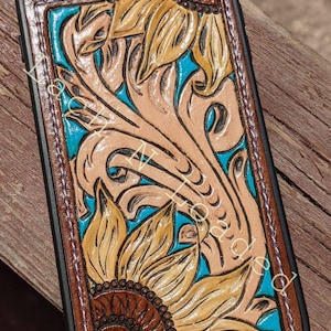 Custom Tooled Leather Sunflower Phone Case - Etsy Custom Tooled Leather Sunflower Phone Case - Etsy