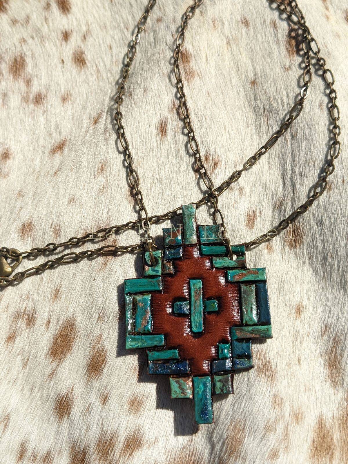 Tooled Leather and Chain Necklaces - Etsy