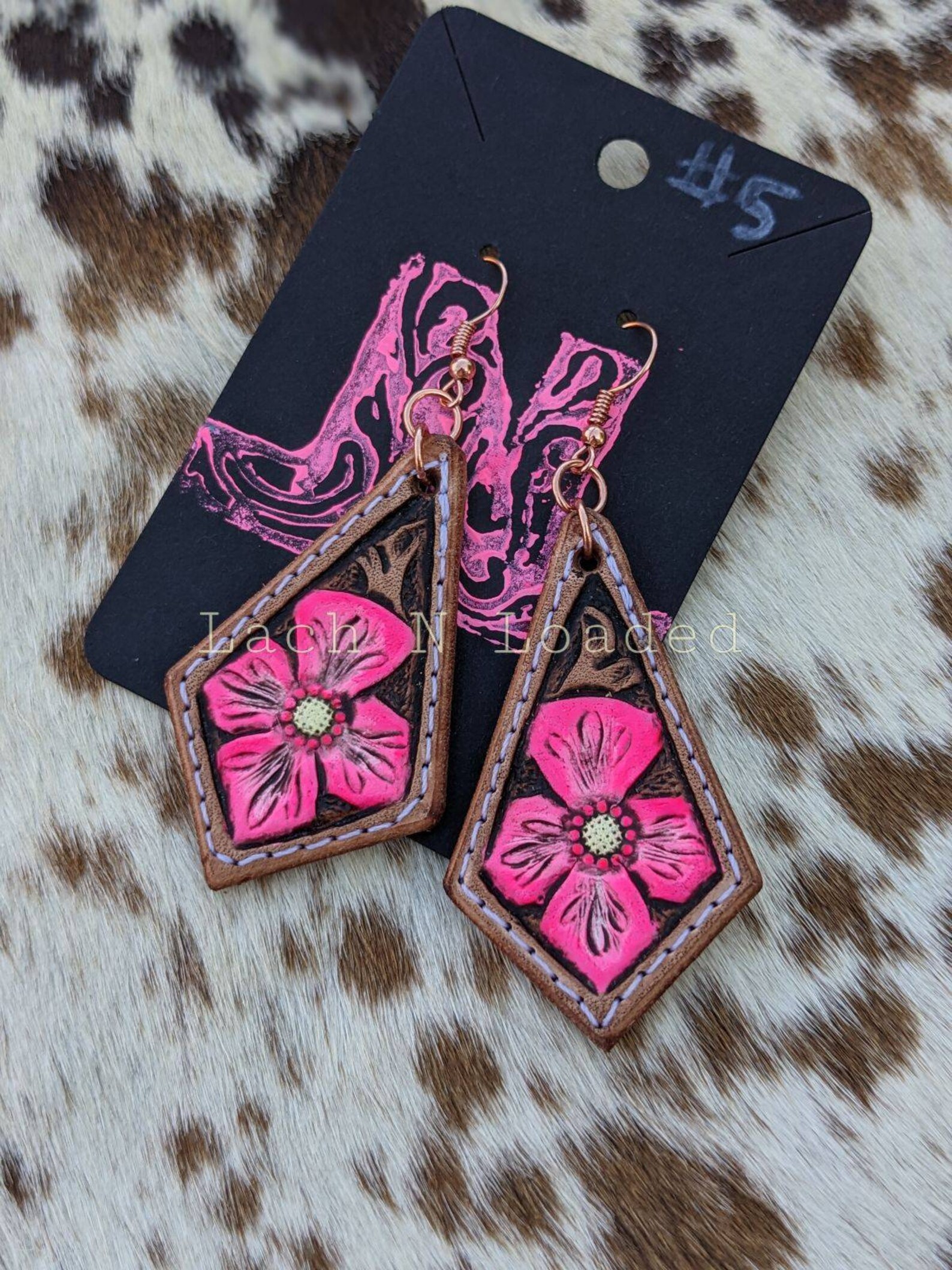 Tooled Leather Flower Earrings - Etsy