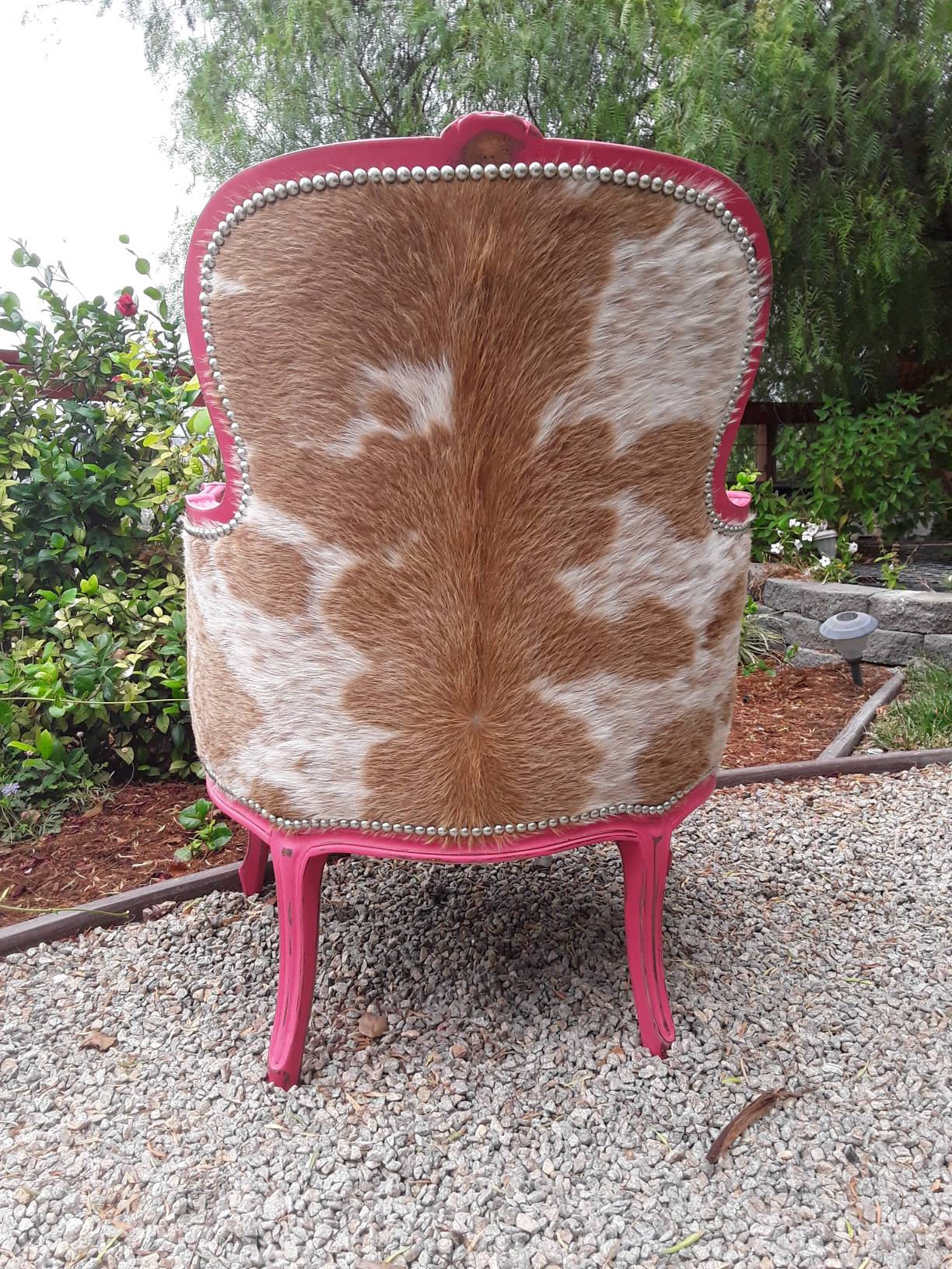 Made to order** Pink & Turquoise Cowhide and Serape Chair