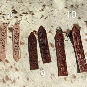 Tooled Leather Finger Carved Earrings - Etsy
