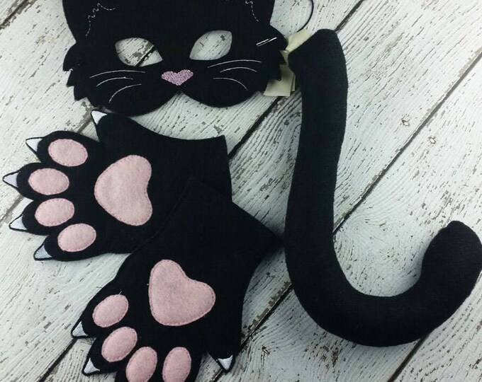 Cat Costume Set With Mask Paws and Tail - Costume - Theater - Dress up ...