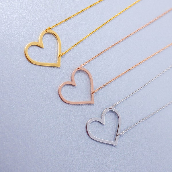 Sideways Heart Necklace - Etsy